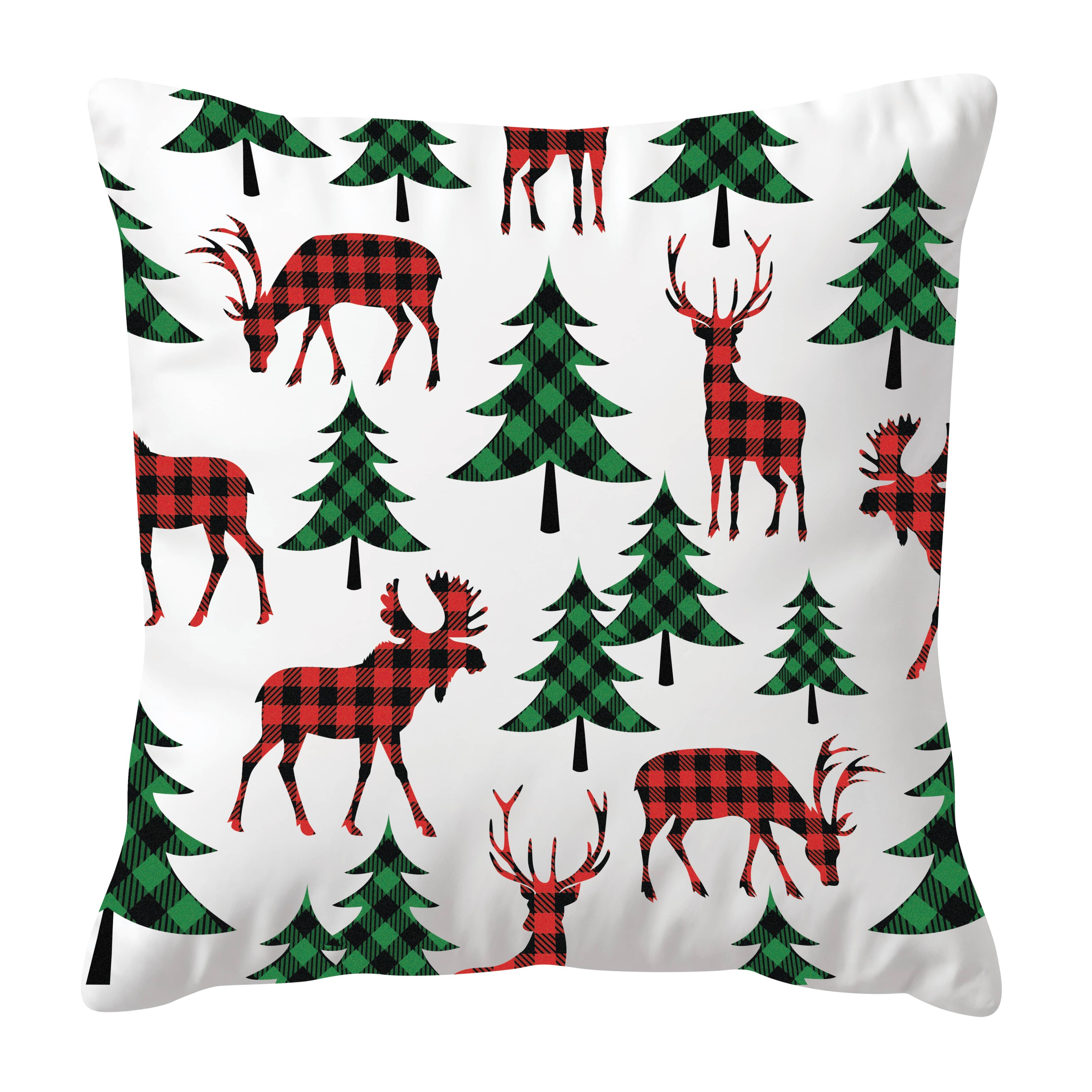 OUTDOOR DECOR Classic Countryside Moose in Trees Decorative Pillow ...