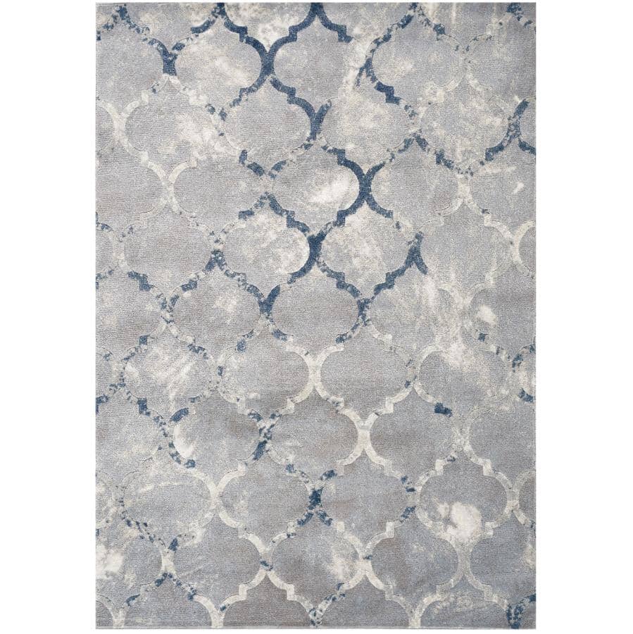 Kalora Interiors 8'x11' Alida Grey and Blue Reflective Ogee Area Rug ...