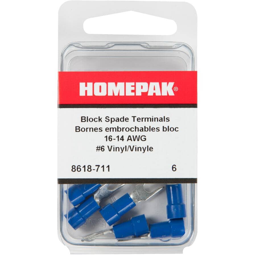 HOME PAK 6 Pack 16-14 #6 Insulated Spade Terminals | Home Hardware