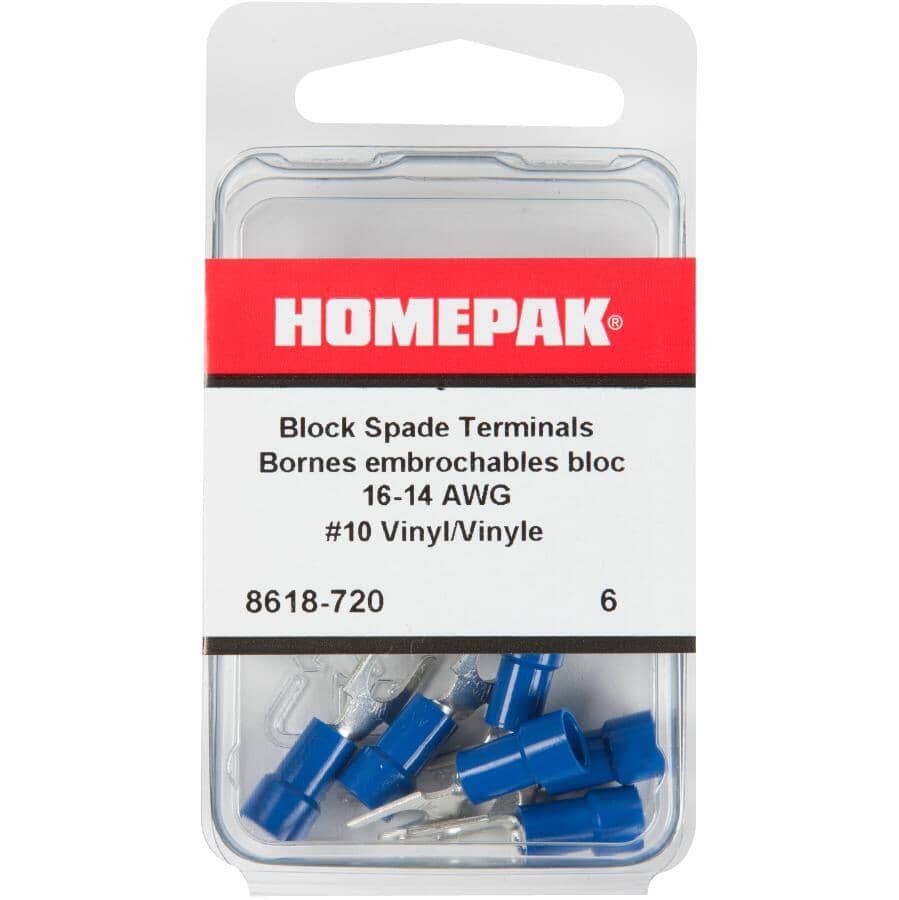 HOME PAK 6 Pack 16-14 #10 Insulated Spade Terminals | Home Hardware