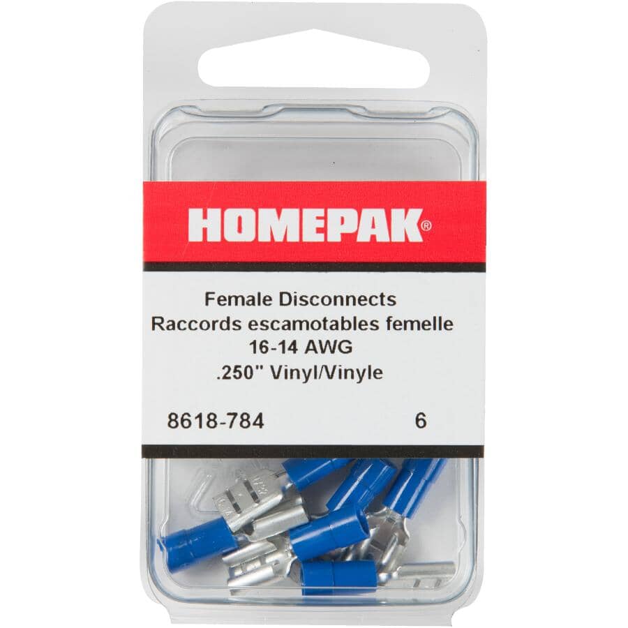 HOME PAK 6 Pack 16-14 Insulated Female Tab Terminals | Home Hardware