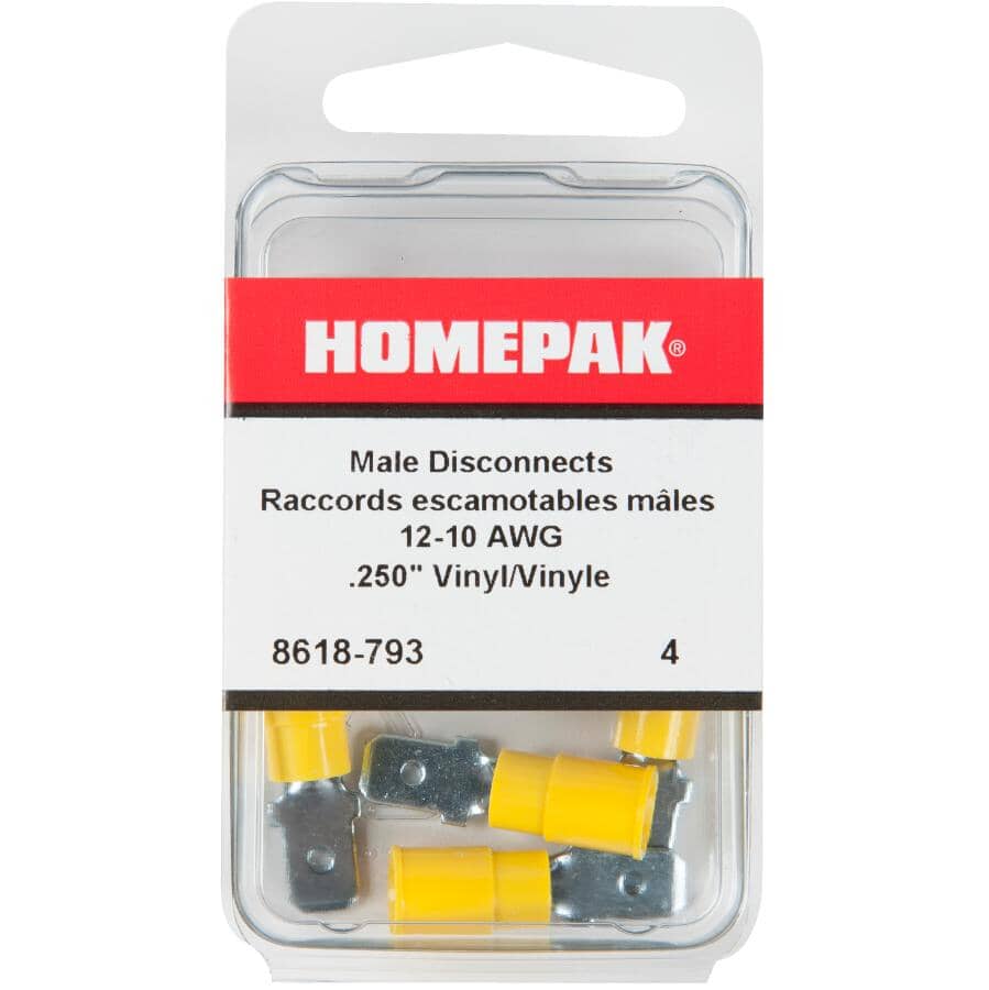 HOME PAK 4 Pack 12-10 Insulated Male Tab Terminals | Home Hardware