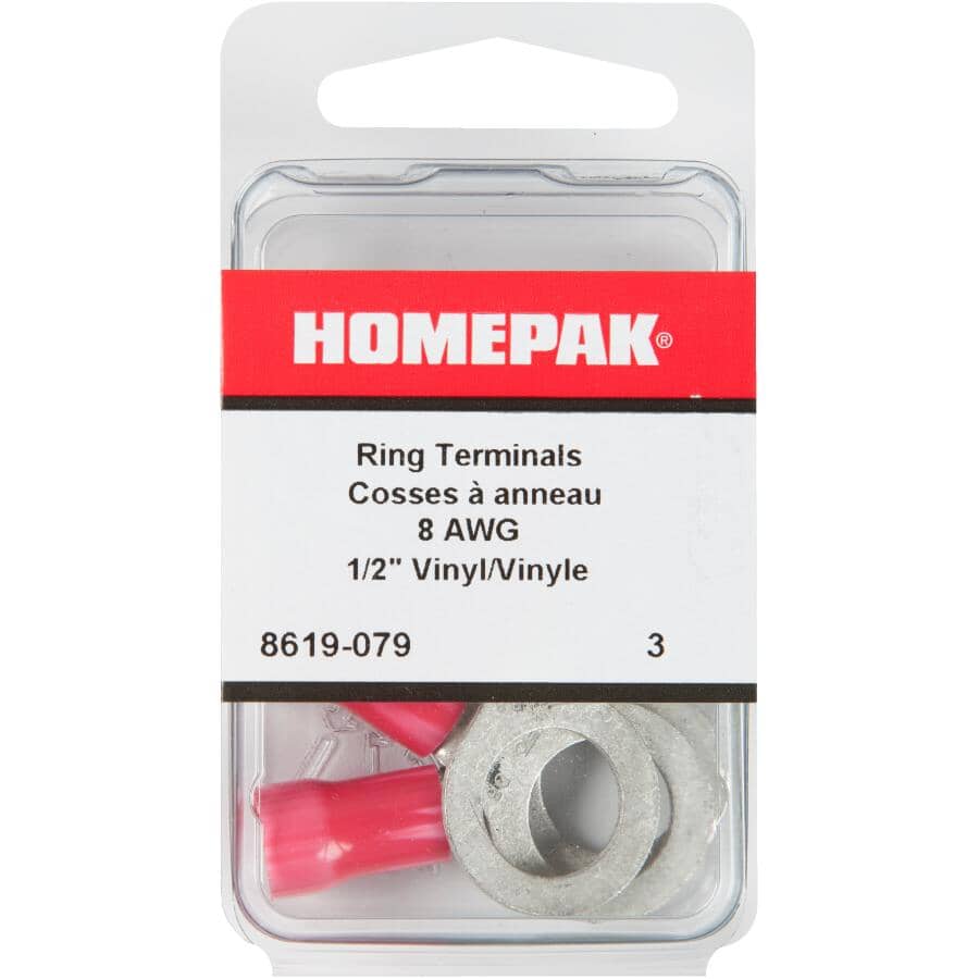 HOME PAK Paquet de 3 cosses isolées à anneau de calibre 8 AWG | Home ...