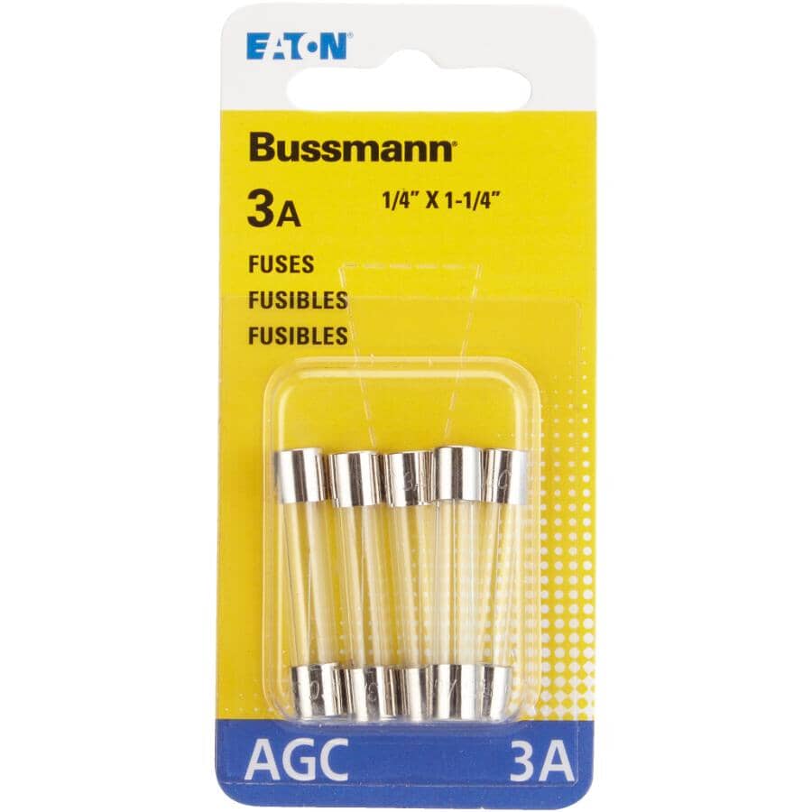 BUSSMANN Fact Acting AGC 3 Amp Glass Fuses | Home Hardware
