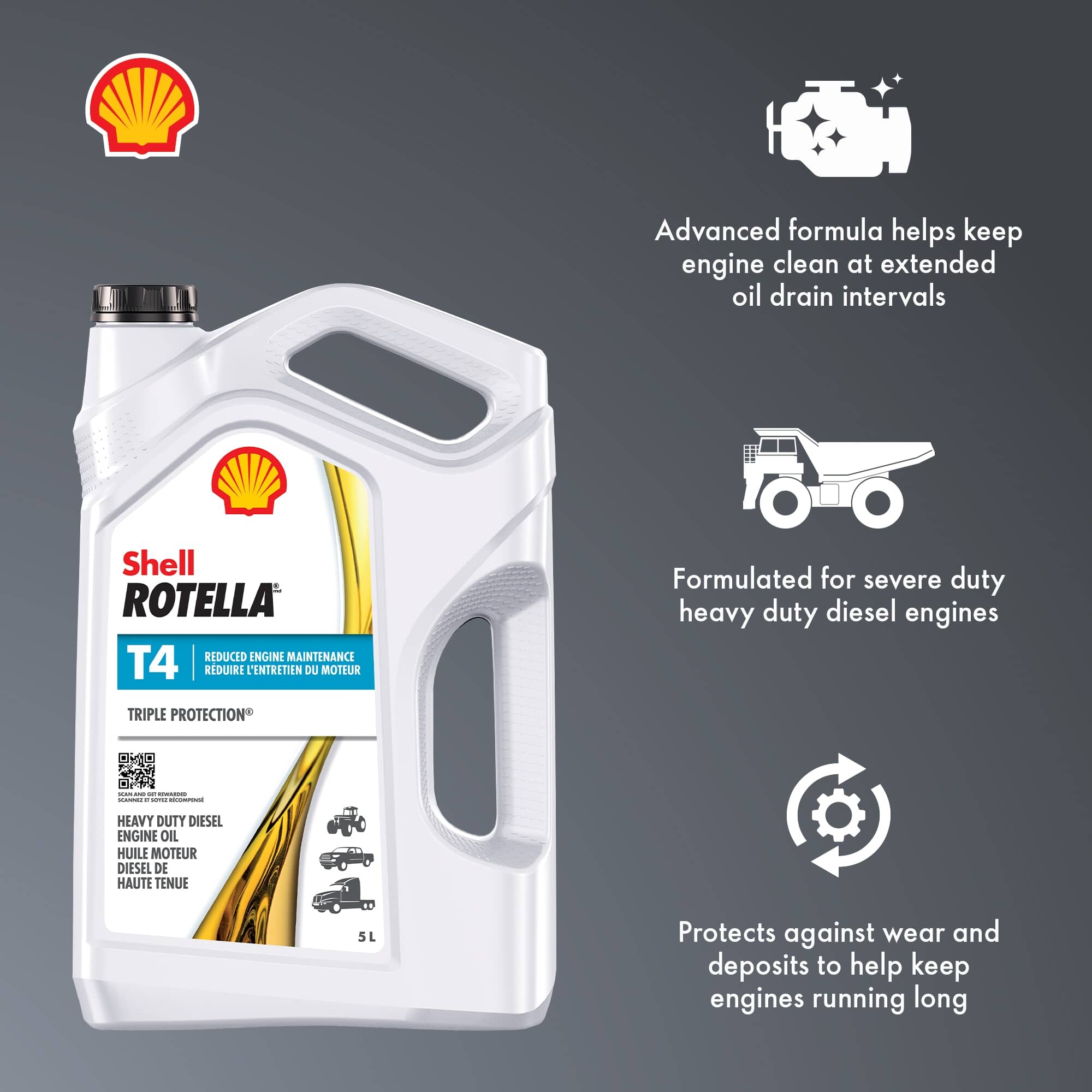 SHELL 15W40 Rotella T4 Triple Protection Diesel Motor Oil | Home Hardware
