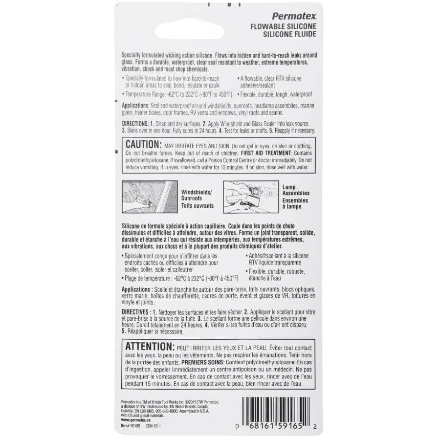 PERMATEX Flowable Silicone Windshield & Glass Sealant | Home Hardware
