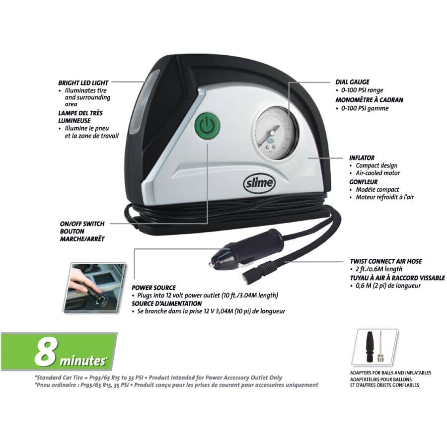 SLIME 12V Tire Inflator with LED Light | Home Hardware
