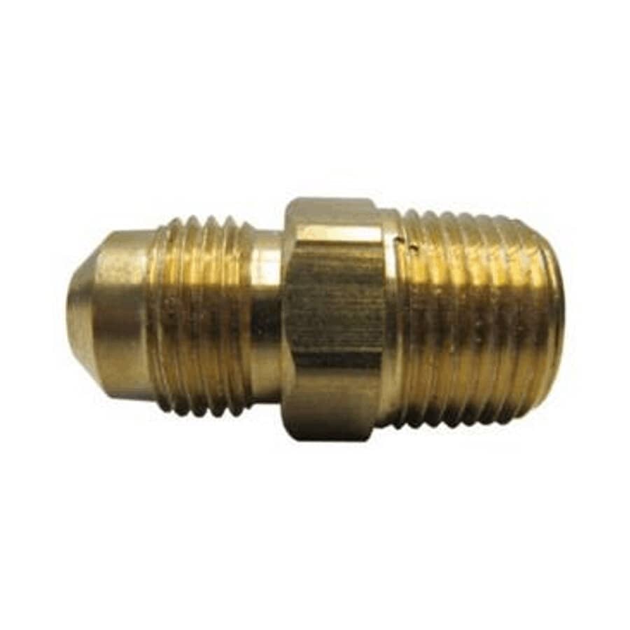 DOMINION 1/4" Flare x 1/4" Male Pipe Thread Brass Connector | Home Hardware