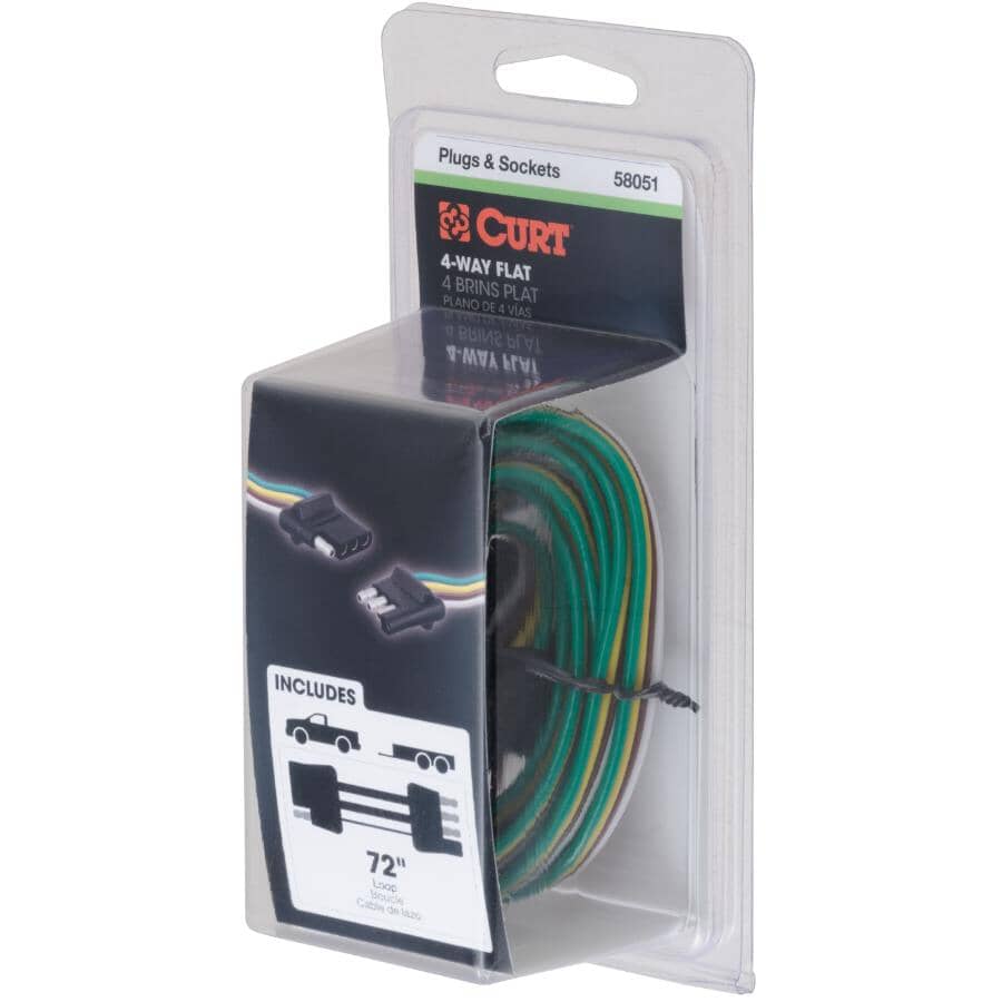 CURT 4-Way Flat Connector Plug & Socket with 72" Wires | Home Hardware