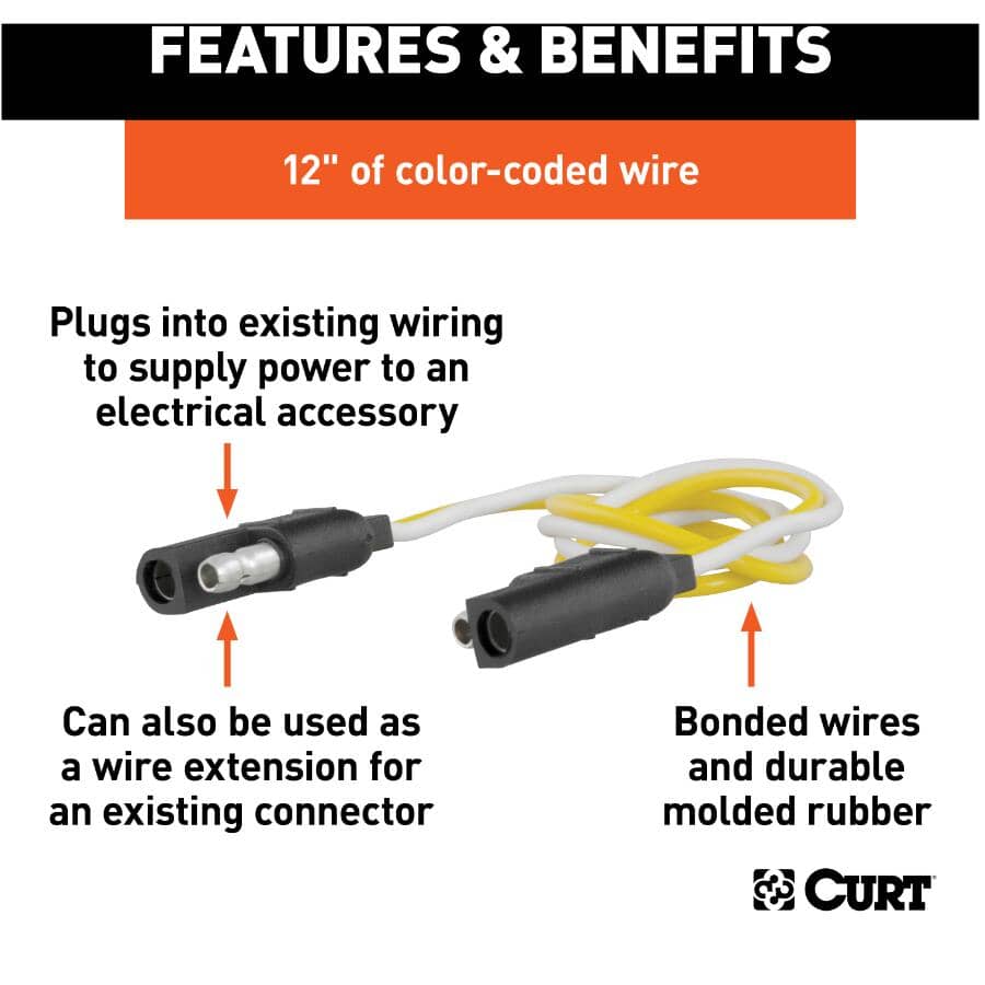 CURT 2-Way Flat Connector Plug & Socket with 12