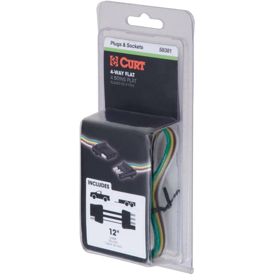 CURT 4-Way Flat Connector Plug & Socket with 12" Wires | Home Hardware