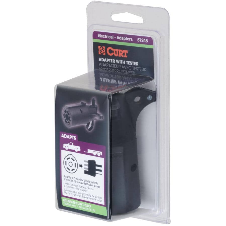 CURT 7-Way RV Blade Vehicle to 4-Way Flat Trailer Electrical Adapter ...