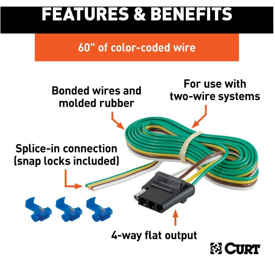 CURT 4-Way Flat Connector Kit with 60" Wire | Home Hardware