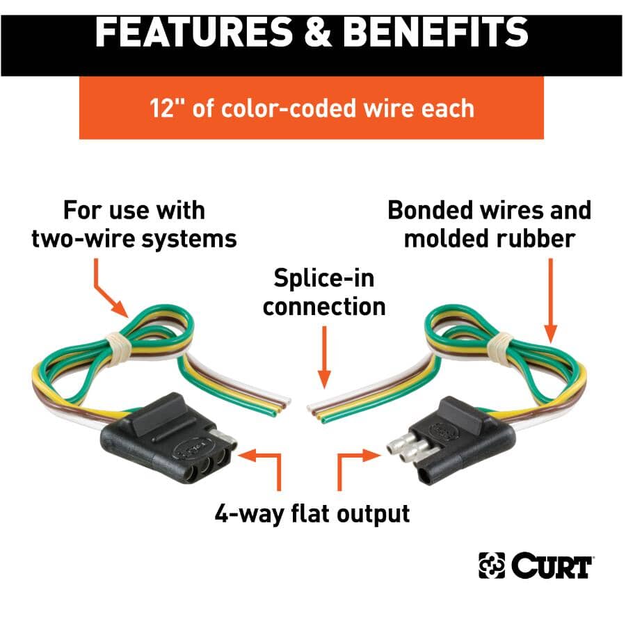 CURT 4-Way Flat Plug & Socket with 12