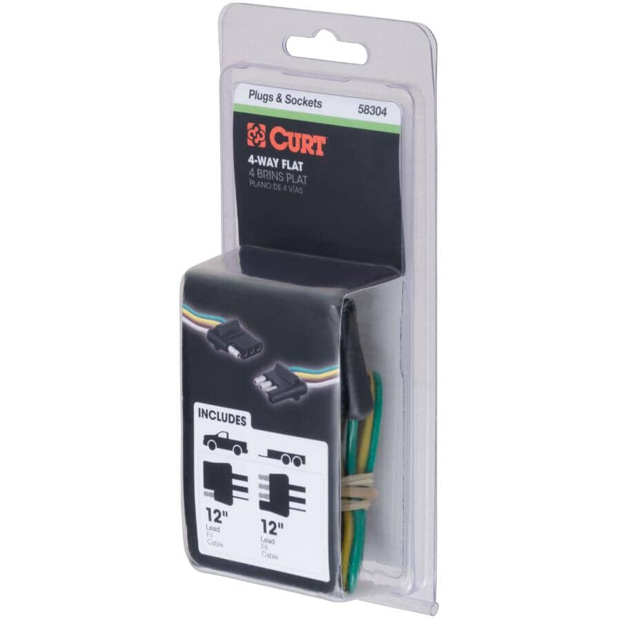 CURT 4-Way Flat Plug & Socket with 12" Wires | Home Hardware