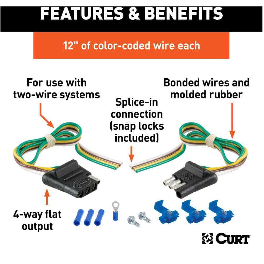 CURT 4-Way Flat Connector Kit with 12" Wire | Home Hardware