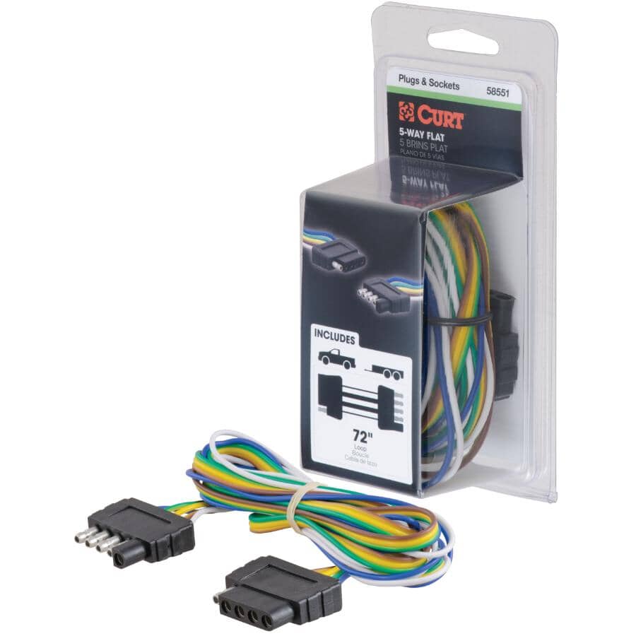 CURT 5-Way Flat Plug & Socket with 72" Wires | Home Hardware