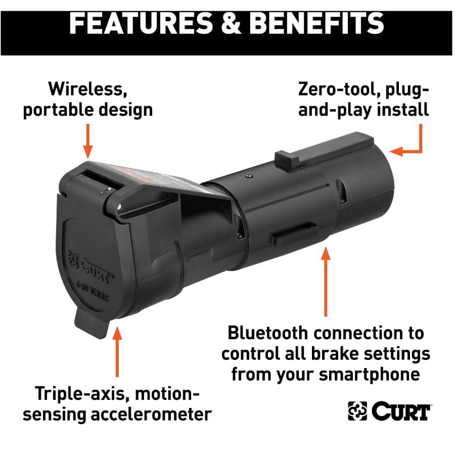 CURT 7-Way Mobile Trailer Brake Controller with Bluetooth Smartphone ...