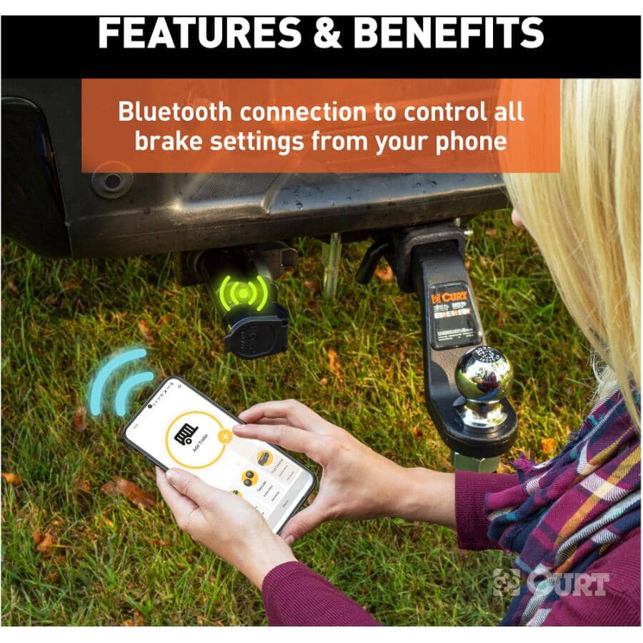 CURT 7-Way Mobile Trailer Brake Controller with Bluetooth Smartphone ...