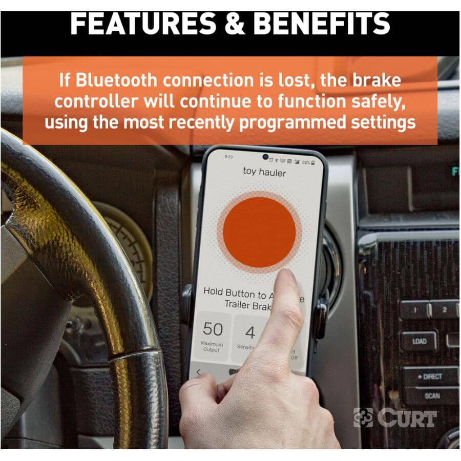 CURT 7-Way Mobile Trailer Brake Controller with Bluetooth Smartphone ...
