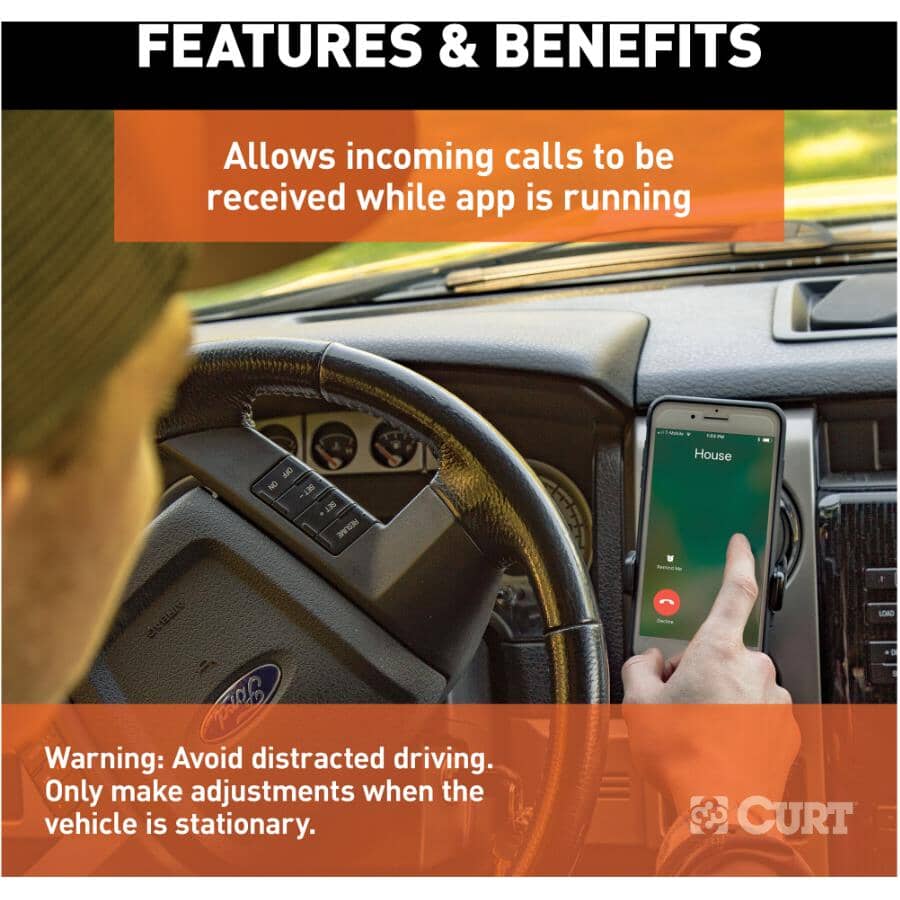 CURT 7-Way Mobile Trailer Brake Controller with Bluetooth Smartphone ...