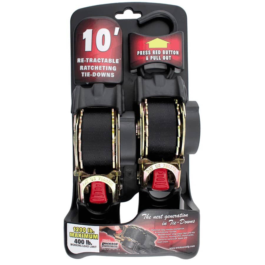 ERICKSON MANUFACTURING 1200 lb Retractable Ratchet Straps | Home Hardware