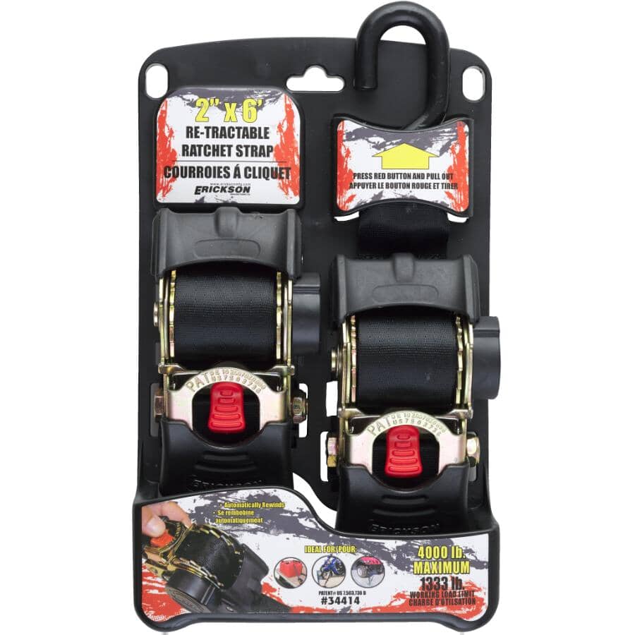 ERICKSON MANUFACTURING 4000 lb Retractable Ratchet Straps | Home Hardware